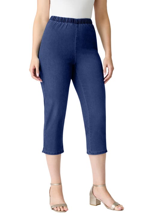 ROAMAN'S Roaman's Comfort Stretch Capri Jeans with Side Slits